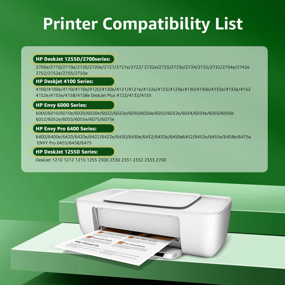 67XL Black & Color Ink Compatible for HP 67 Deskjet 4100e 4110e 4120e ...