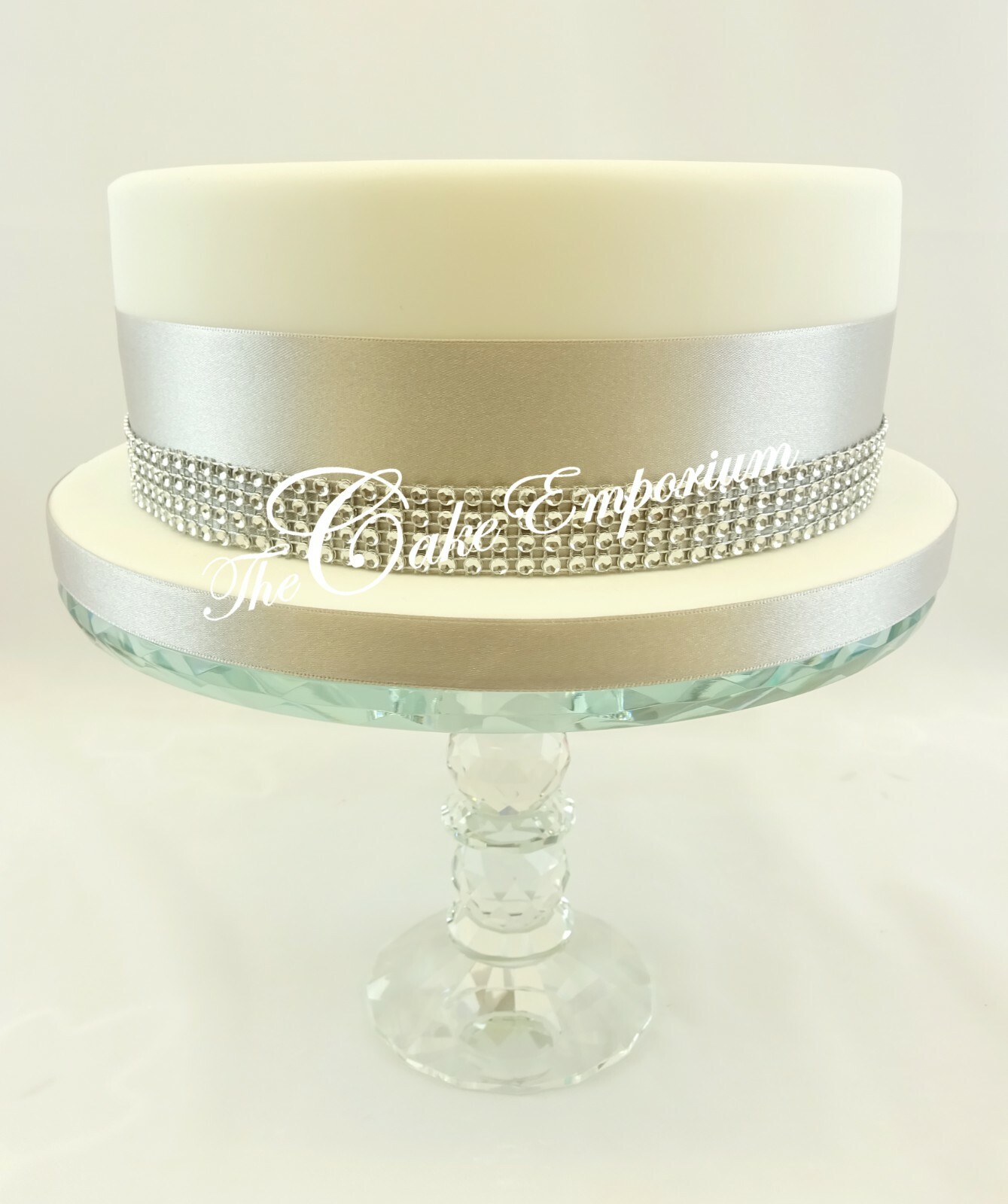 SPARKLING ROUND DIAMANTE EFFECT CAKE TRIM & 50MM RIBBON 1, 2 & 5 METRE ...