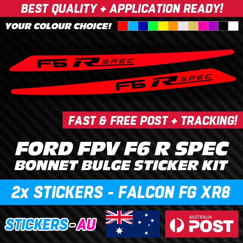 FORD FALCON F6 R SPEC SUPERCHARGED BOSS BONNET HUMP STICKERS XR8 FG ...