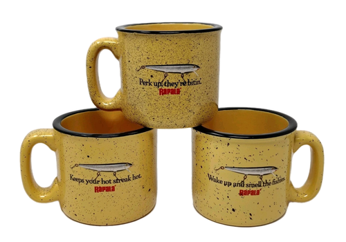 VTG Rapala Fishing Lures Speckled Stoneware Coffee Mug Cup SET 3 ...