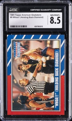 1991 TOPPS AMERICAN GLADIATORS #9 WHOA! (HOLDING BACK DIAMOND) CGC 8.5 ...
