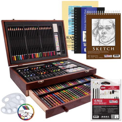 Deluxe Professional Art Kit Drawing Sketching Set Colored Pencils ...