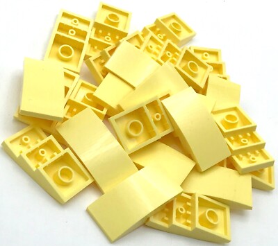 Lego 25 New Bright Light Yellow Slope Curved 4 x 2 Sloped Pieces | eBay