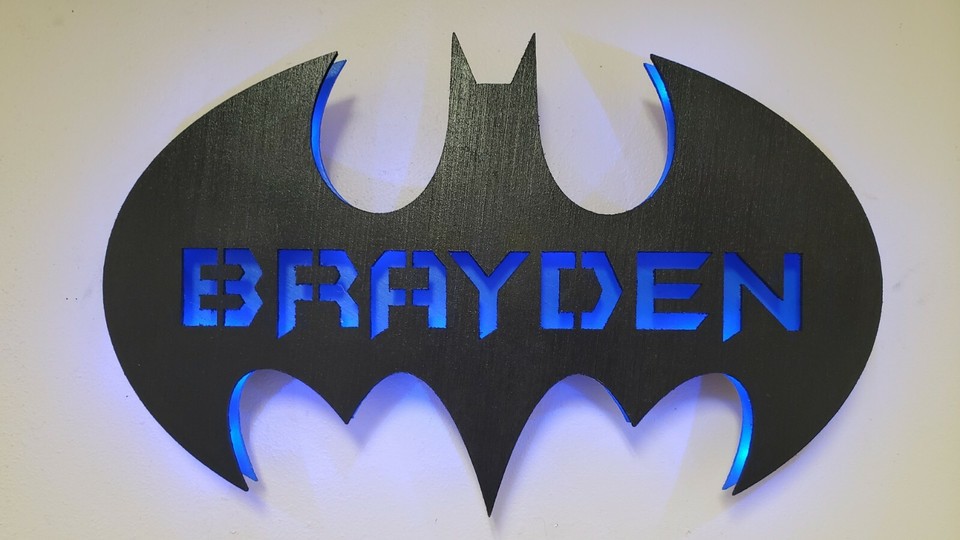 Batman sign, personalized Led Custom wood batcave sign, Superhero night ...