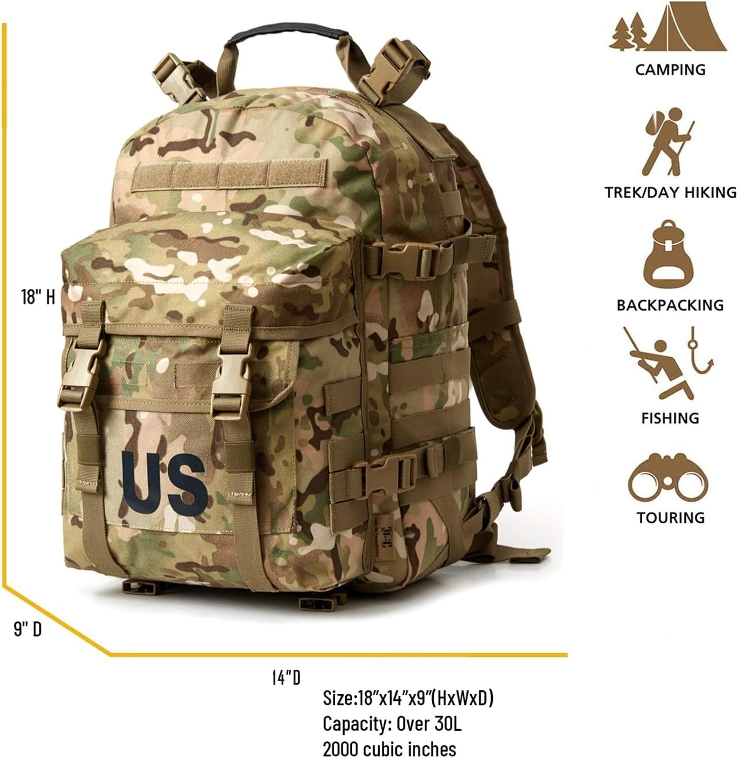 Military MOLLE 2 Tactical Assault Backpack, Rifleman 3 Day Pack ...