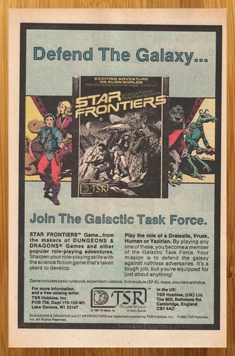 1982 TSR Star Frontiers Vintage Print Ad/Poster Dungeons & Dragons RPG ...