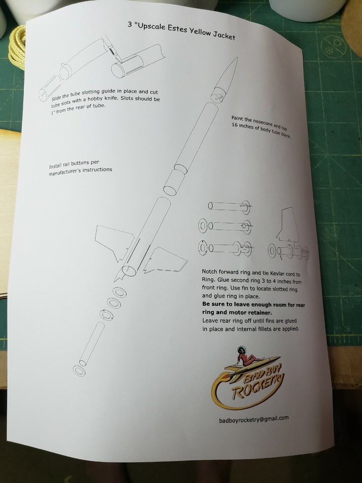 Upscale 3" Yellow Jacket Model Rocket Kit 54" Tall, 3 inch Dia, 38mm ...