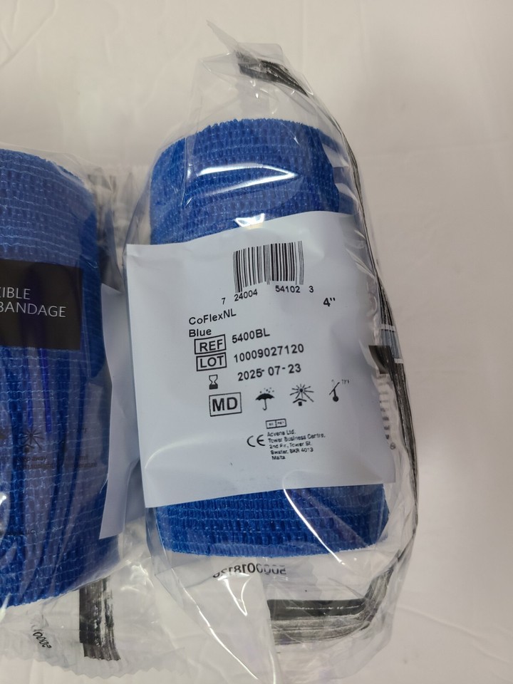 CoFlex Cohesive Bandage Wrap, Blue, 4" x 5 Yards 4 Rolls | eBay