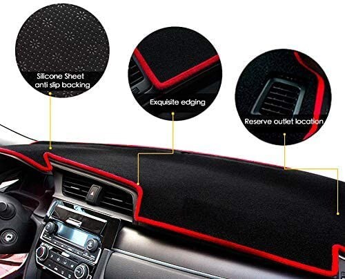 Red Dash Mat Protector Anti Glare Sun Shield Pad Carpet Fits 16-21 ...