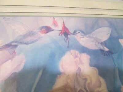 Art Robbin Allen Print Hummingbirds Feeding on Iris Flowers Matte Paper ...