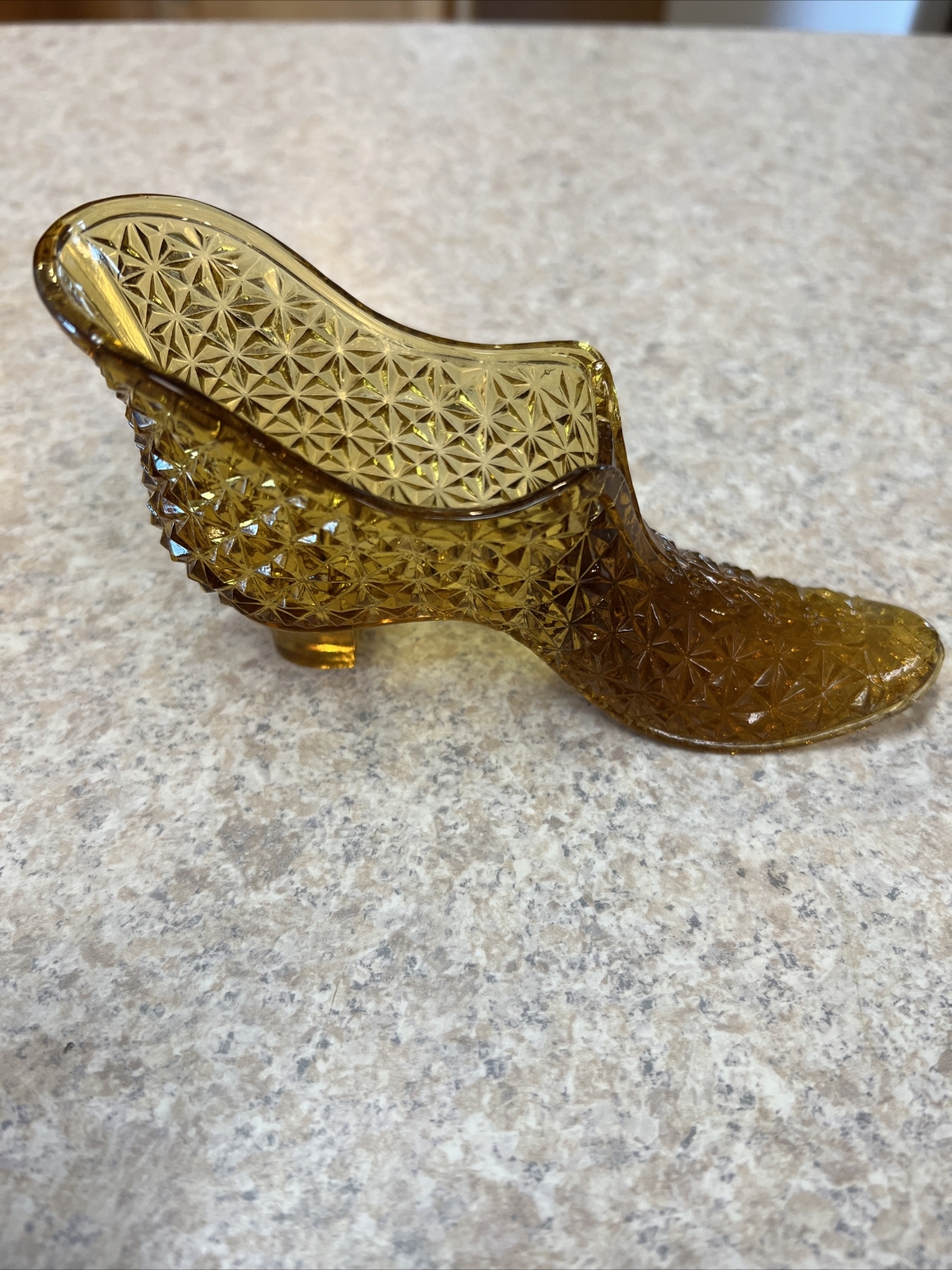 ANTIQUE VINTAGE HERMAN TAPPAN DIAMOND CUT AMBER VICTORIAN GLASS SHOE ...