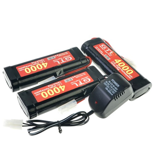 3x GTL 7.2V 4000mAh Ni-Mh rechargeable battery RC Tamiya Plug + charger ...