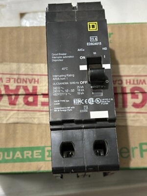 Square D EDB24015 15A Circuit Breaker 2 Pole 480Y/277V EDB-24015 15 Amp ...