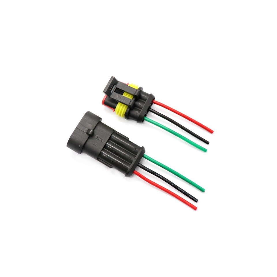 5Pairs 3 Pin Wire Terminal Connectors Plugs with Cables for Motorcycles ...