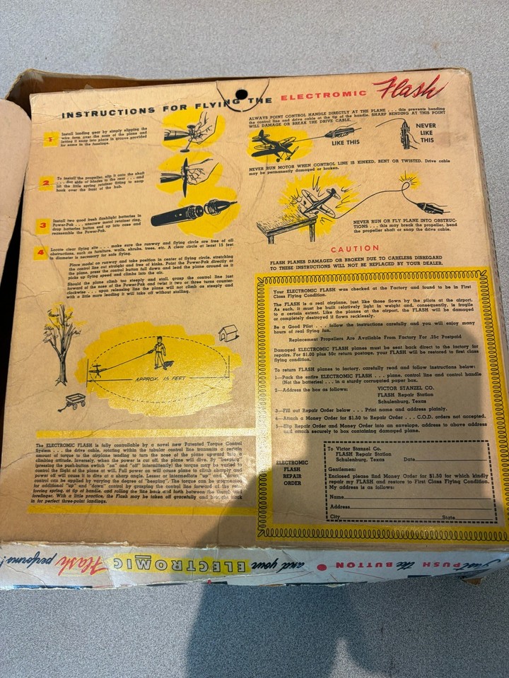 Vintage Electromic Super Flash Airplane Battery Powered Flying Model ...