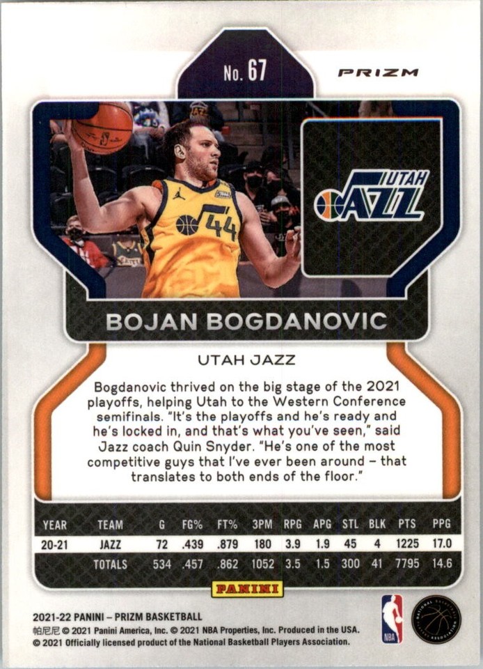 2021-22 Panini Prizm Prizms Silver #67 Bojan Bogdanovic - BSK | eBay