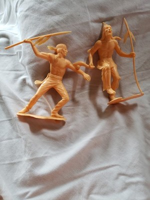 2 Vintage Louis Marx Figures 6" Native Americans Indians Plastic Action ...