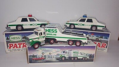 Lot 3 VTG HESS trucks- 2 1993 Police Patrol Cars Box Lights + Siren 88 ...