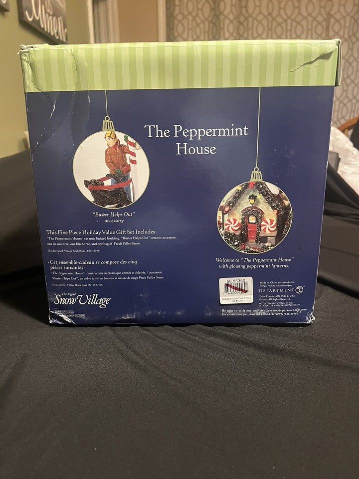 DEPT 56 SNOW VILLAGE THE PEPPERMINT HOUSE 55380 W/ Elusive Weather Vane ...