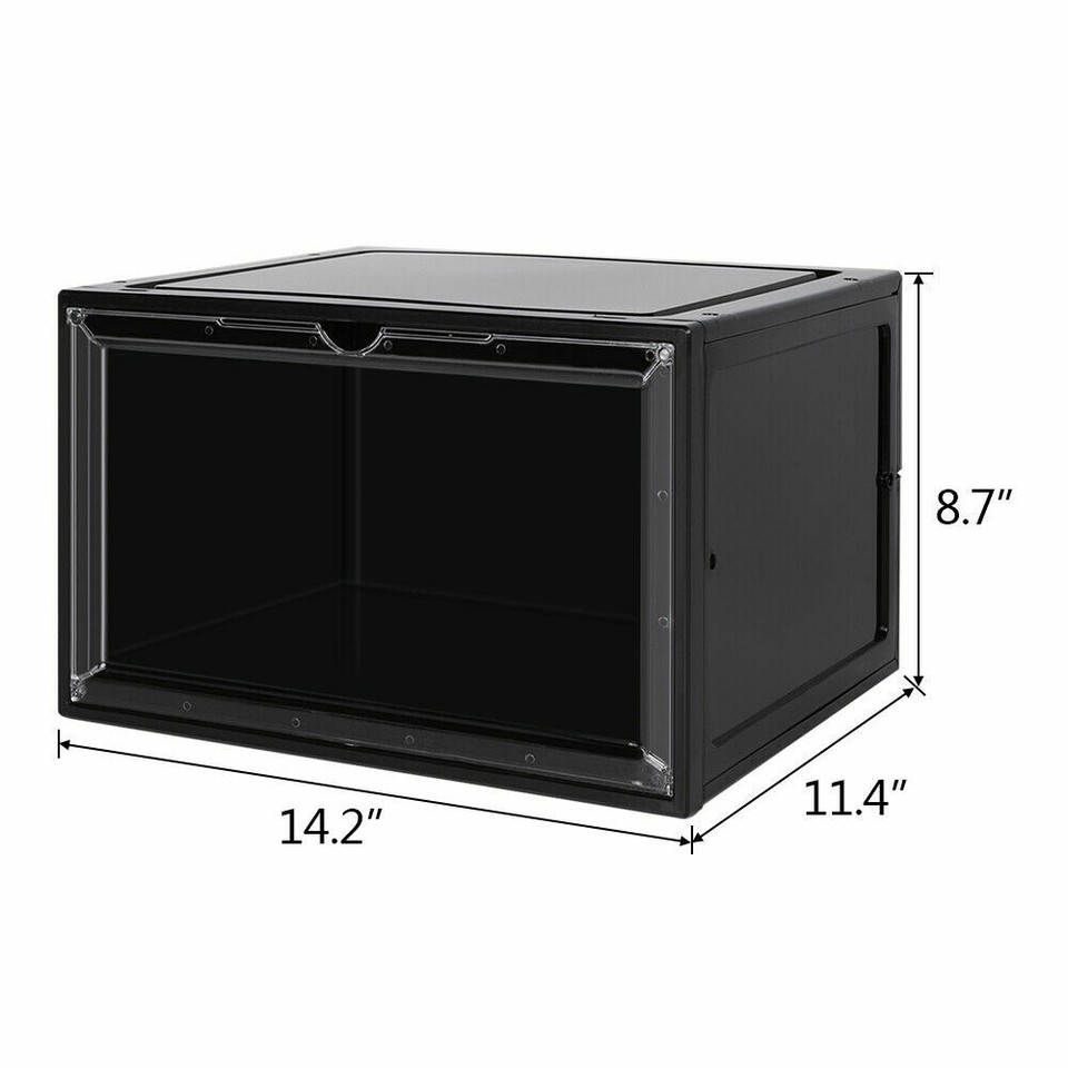 Magnetic Shoe Storage Box Drop Side/Front Sneaker Case Stackable ...