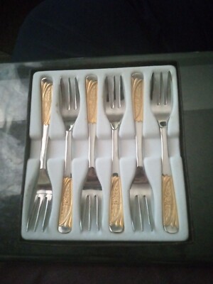 Vintage Inoxpran 18/10 Gold tone Dessert Forks Set Of 6 | eBay
