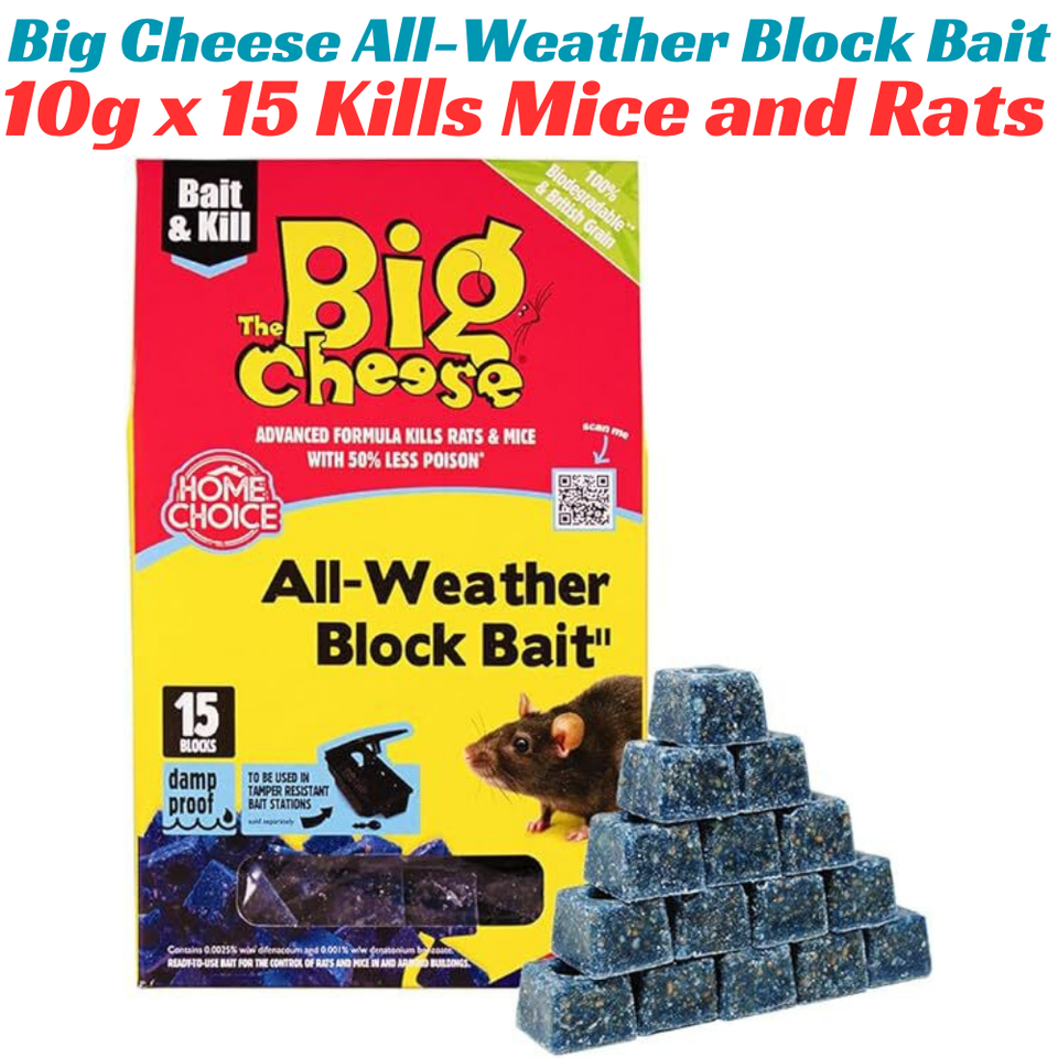 Big Cheese Mouse Bait Block All Weather Rat Mice Rodent kill poison ...