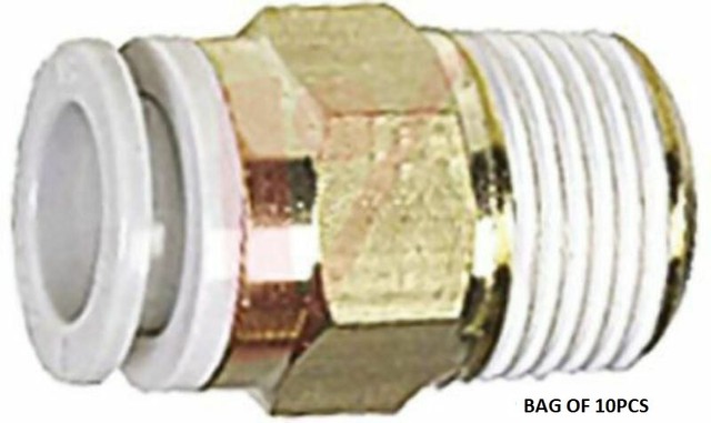 SMC Push Fit Bulkhead Rc 1/4 to 1/4 in tube (in a pack of 9 pcs) KQ2E07 ...