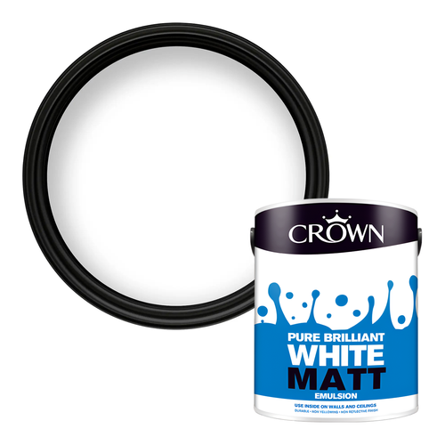 Crown Matt Emulsion Paint For Interior Walls Ceilings Pure Brilliant ...