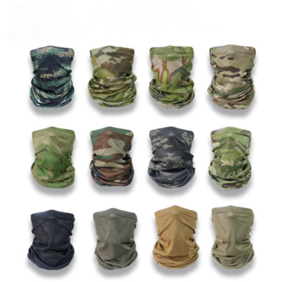 Tactical Camo Scarf Neck protective mesh fabric Riding Sun Protection ...