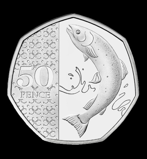 2023 Salmon 50p Coin Privy Mark & 2024 Salmon 50p Fifty Pence Coin BU ...