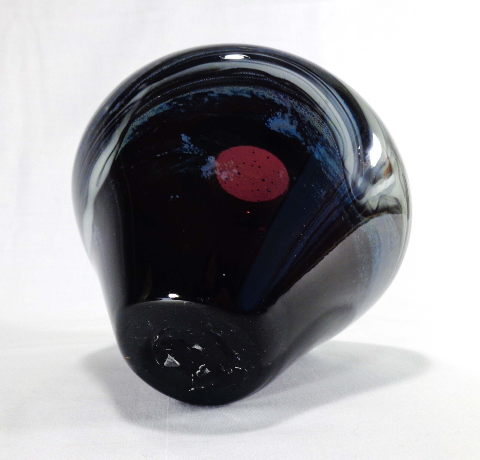 MURANO ART GLASS (ITALY) VINTAGE HAND-BLOWN INFUSED VASE, NAVY BLUE ...