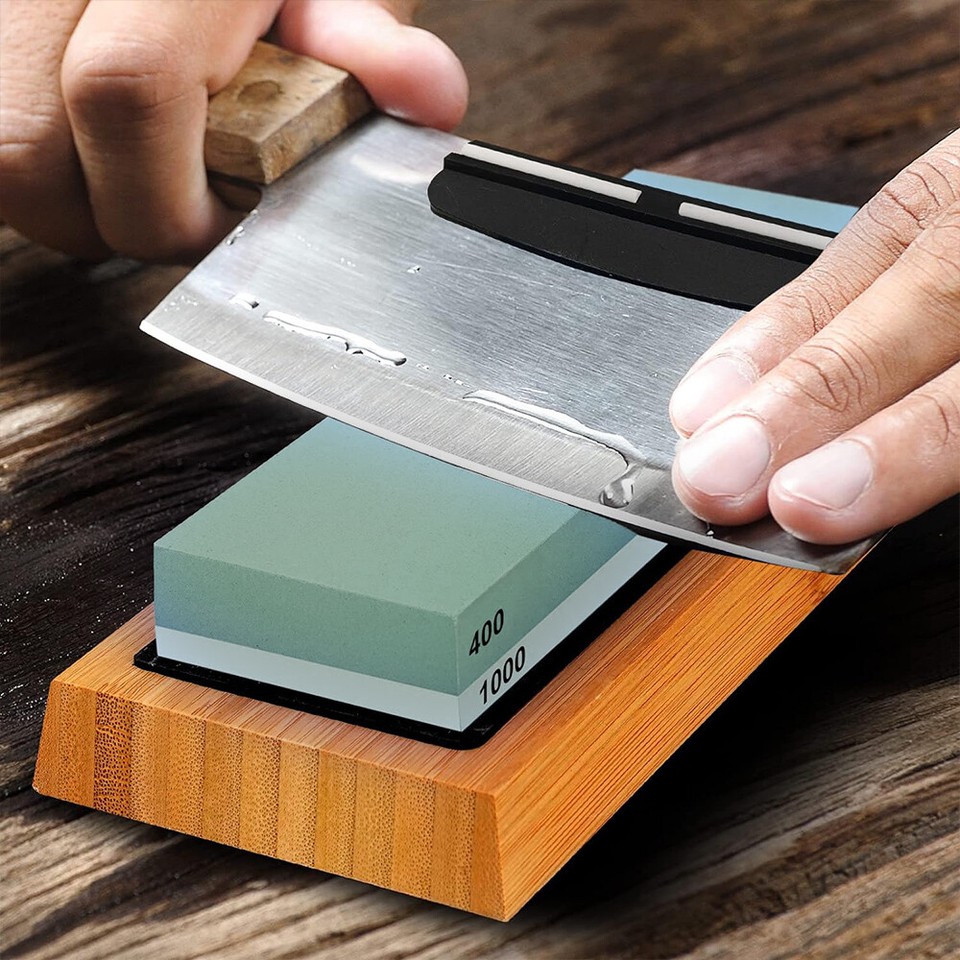 Knife Sharpening Stone Kit 400/1000 3000/8000 Grit Double Sided Whetstone w/Base | eBay UK