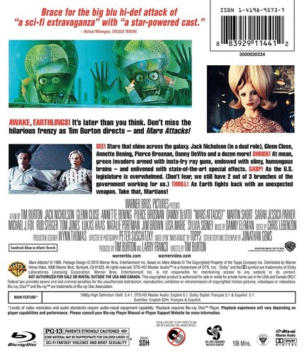 Mars Attacks! (Blu-ray) Jack Nicholson Glenn Close Annette Bening (US IMPORT) | eBay