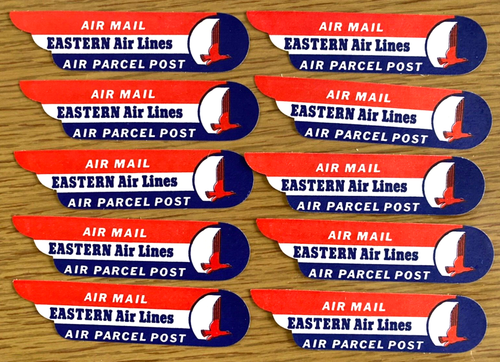 1950s EASTERN AIRLINES lot of 29 adhesive stickers AIR MAIL / AIR ...
