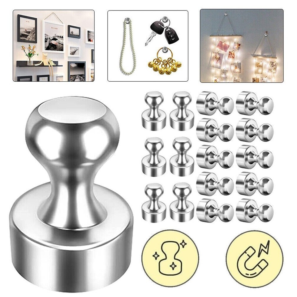 Metal Push Pin Magnets Strong Neodymium Noticeboard Skittle Fridge ...