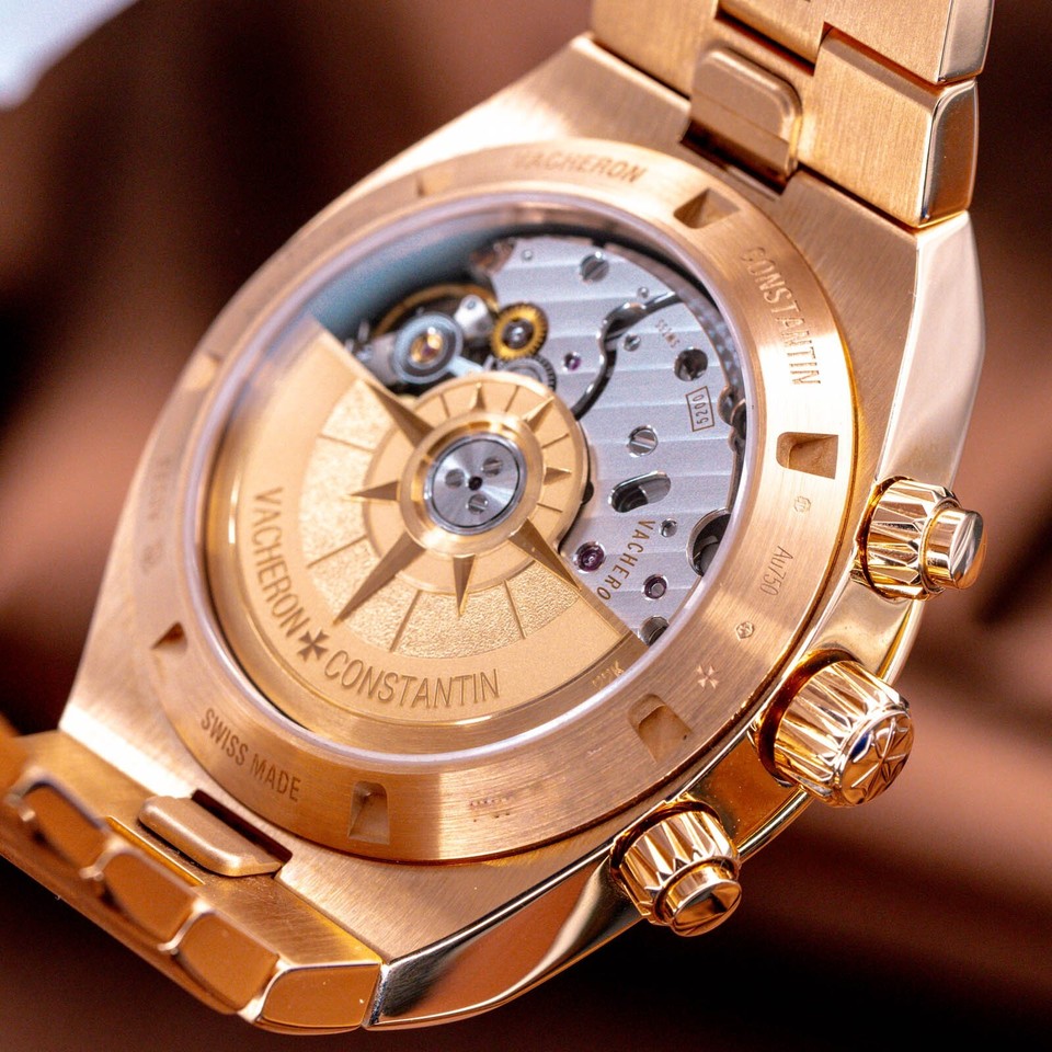 NEW Vacheron 5520V/210R-B952 Constantin Overseas Rose Gold Blue Dial ...