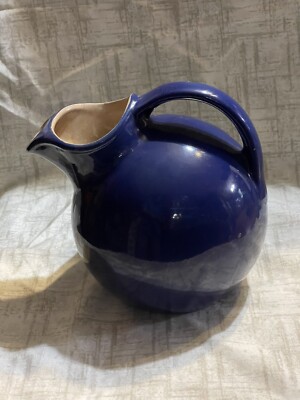 Vintage RumRill Red Wing Pottery #547 Blue Ball Tilt Pitcher Round Ice ...