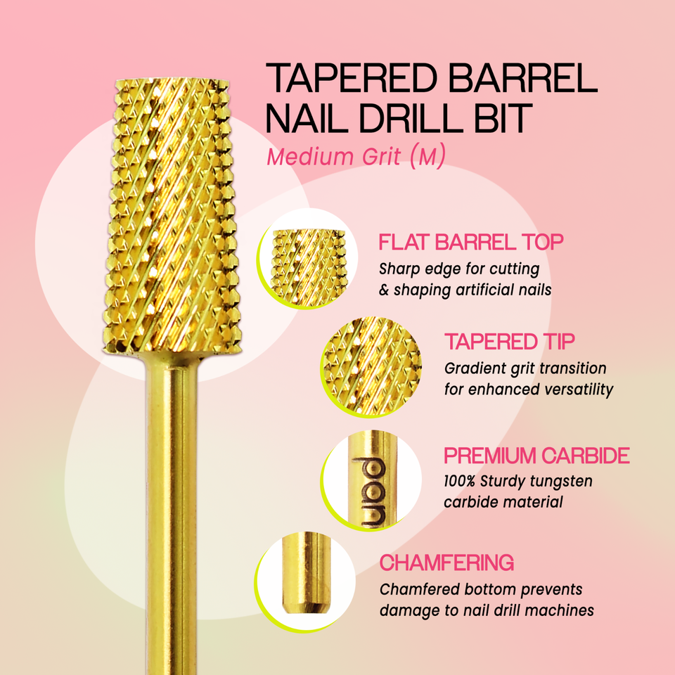 Professional USA Safety Gold Large Tapered Barrel Nail Drill Bit Medium ...