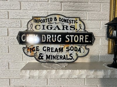 Antiqued Old City Drug Store Country Drug Store Steel Sign 15.25 x 24 ...