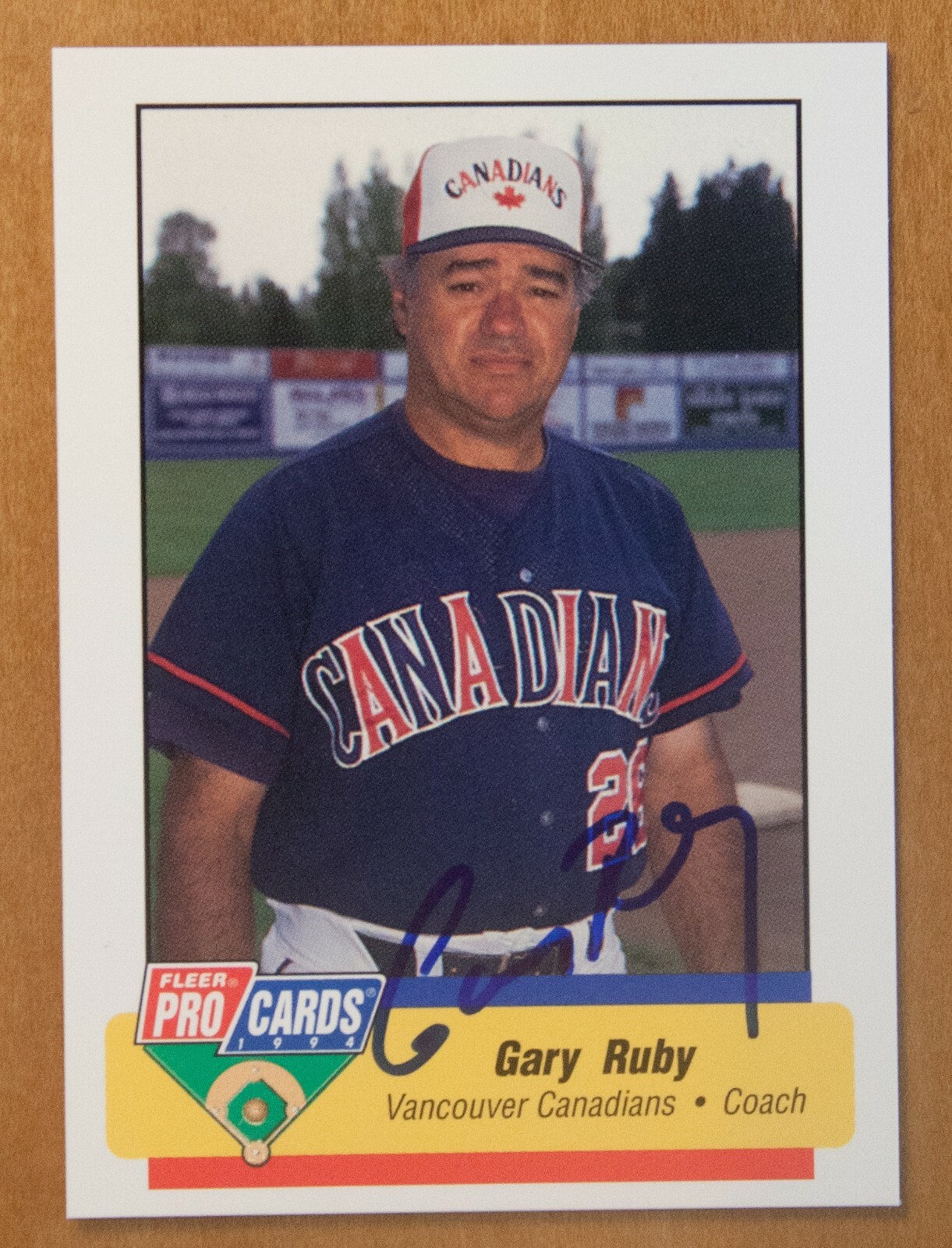 AUTOGRAPHED - Gary Ruby Fleer #1879 Vancouver Canadians 1994 coach AAA ...