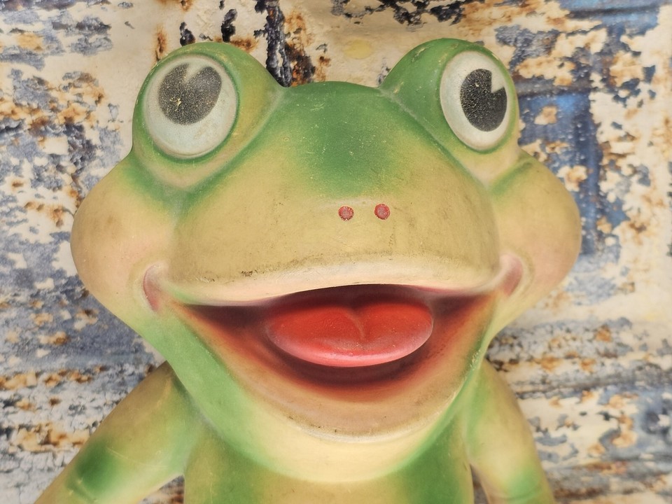 VINTAGE REMPEL CROAKER THE FROG 10" TALL BRIGHT ORIGINAL COLORS RUBBER ...