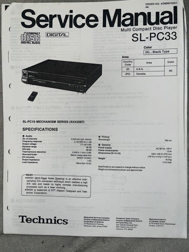 Technics SL-PC33 Manual Compact Disk Player Photocopy | eBay