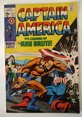 Captain America #121 (1970, Marvel) 1st app. Man-Brute, Stan Lee, Gene ...