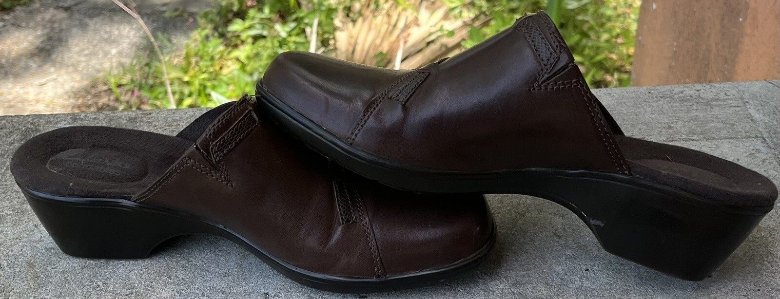 Clarks Clogs Women's Shoes Brown Slip On Mules Leather Size 8M | eBay