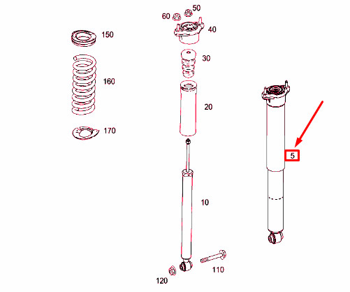 OEM Mercedes-Benz C W204 Rear Shock Absorber A2043260500 Genuine for ...