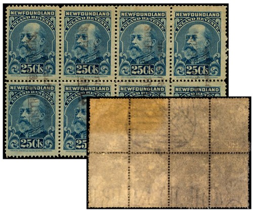 NFLD 25¢ KE7 WMKD BLOCK OF 8 SHIELD/COLUMBI NFR10a | eBay