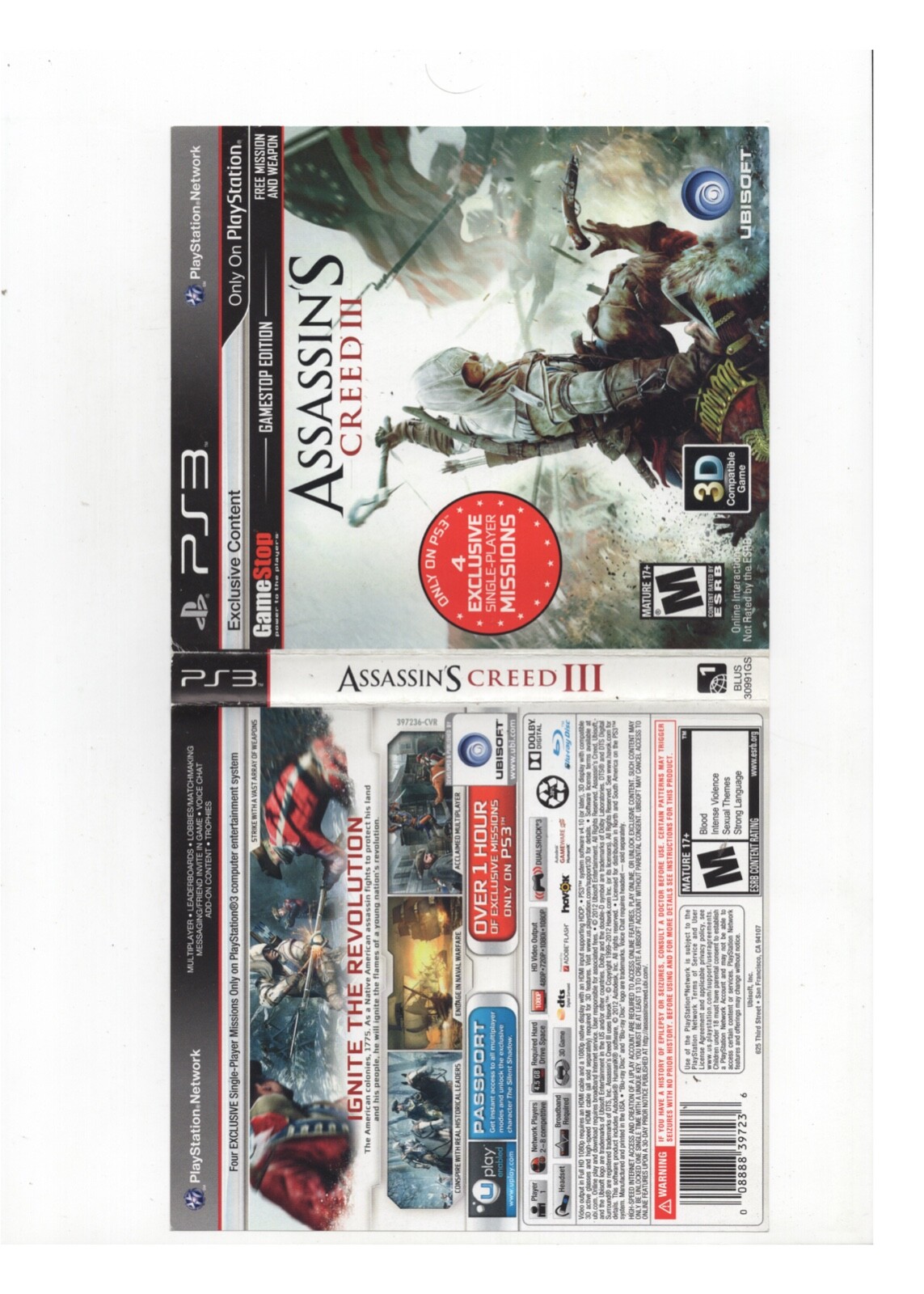 Assassins Creed III PS3 ARTWORK ONLY NO TRACKING Authentic | eBay