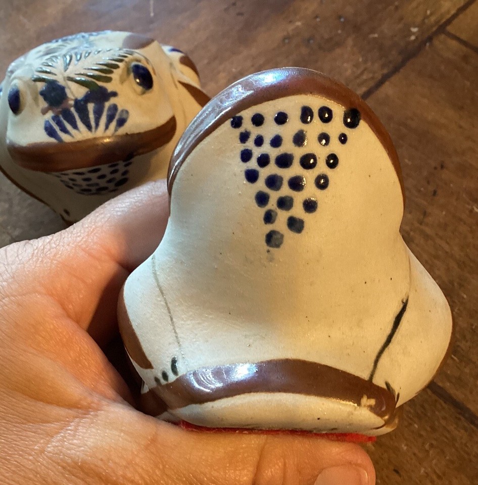 Mexican Tonala Hand Painted Pottery Folk Art Frog Toad Mexico Signed J ...