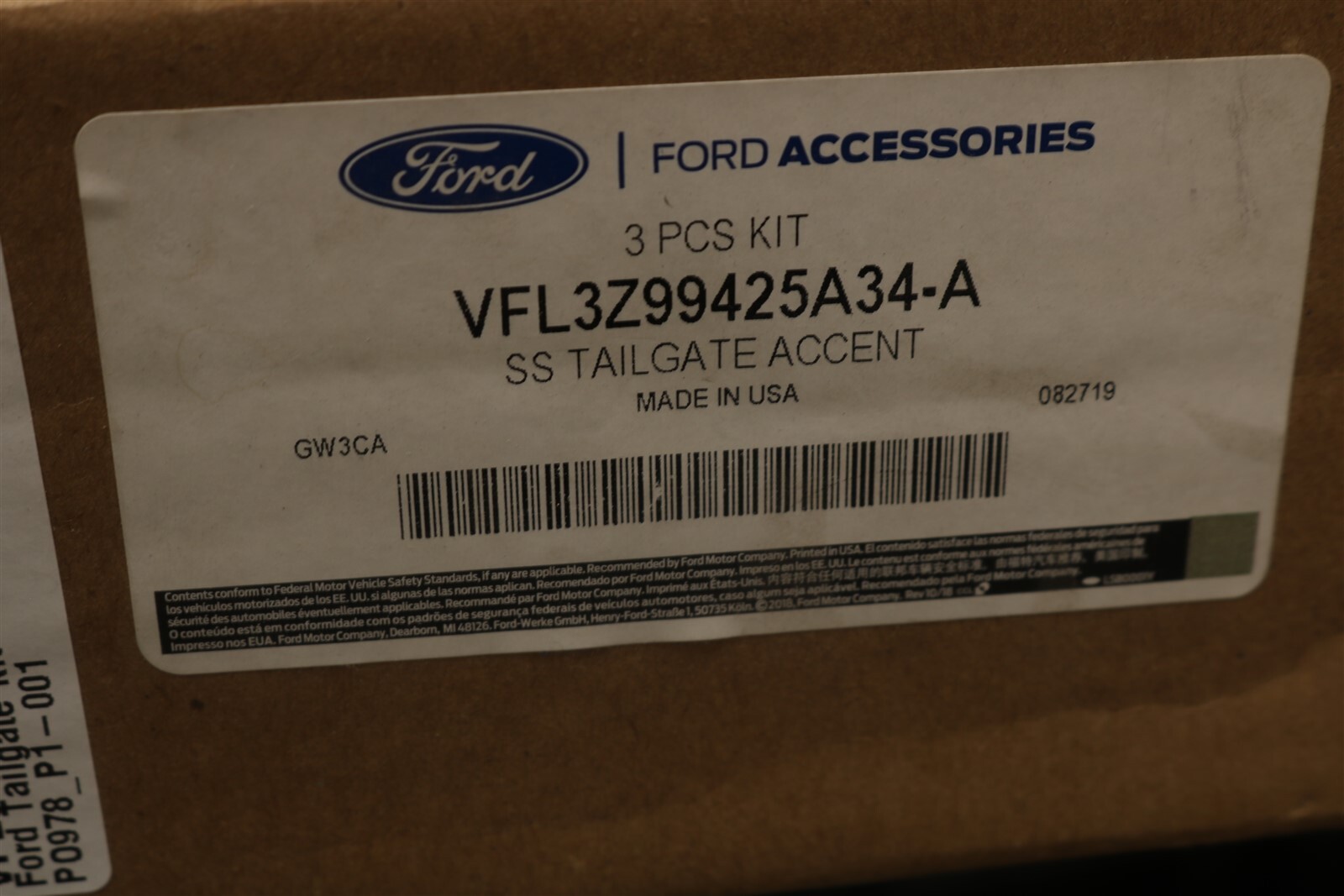 NEW OEM Ford Stainless Steel Tailgate Accent 3pc Kit VFL3Z99425A34A F ...