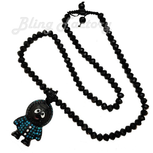 BRICK SQUAD Iced Eskimo Pendant & 8mm 24" Black Bead Chain Hip Hop ...